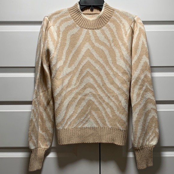 Sweaters | Fashionable Abstract Zebra Jacquard Sweater With Pleats ...
